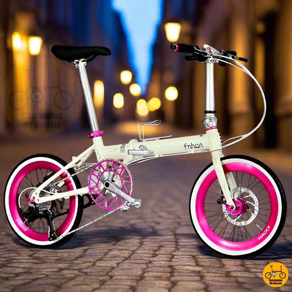 Fnhon Zephyr 18-inch folding bicycle with white wall tyres and high ...