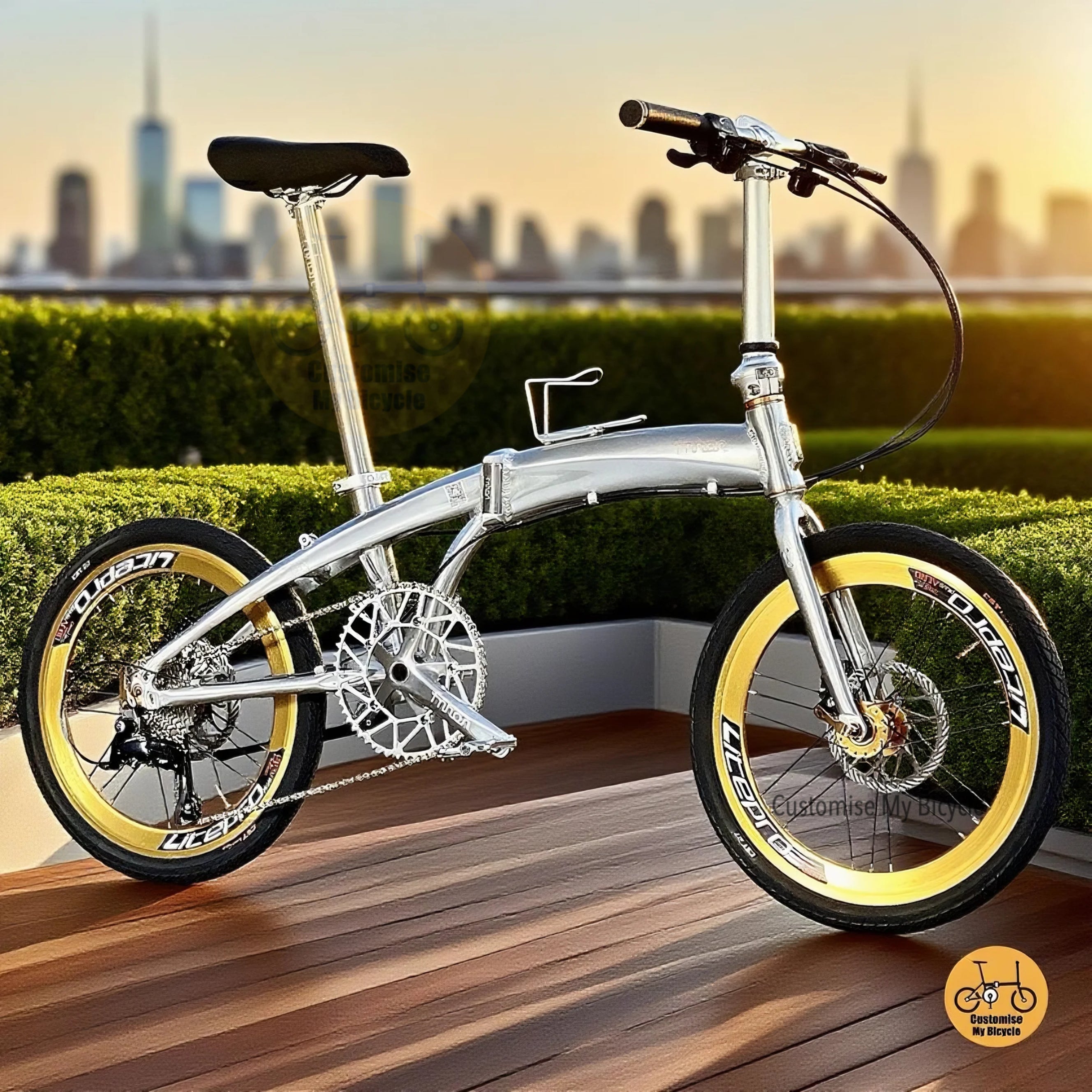 Fnhon Tornado 20 inch folding bike Polished Silver Shimano 9s aluminium ...